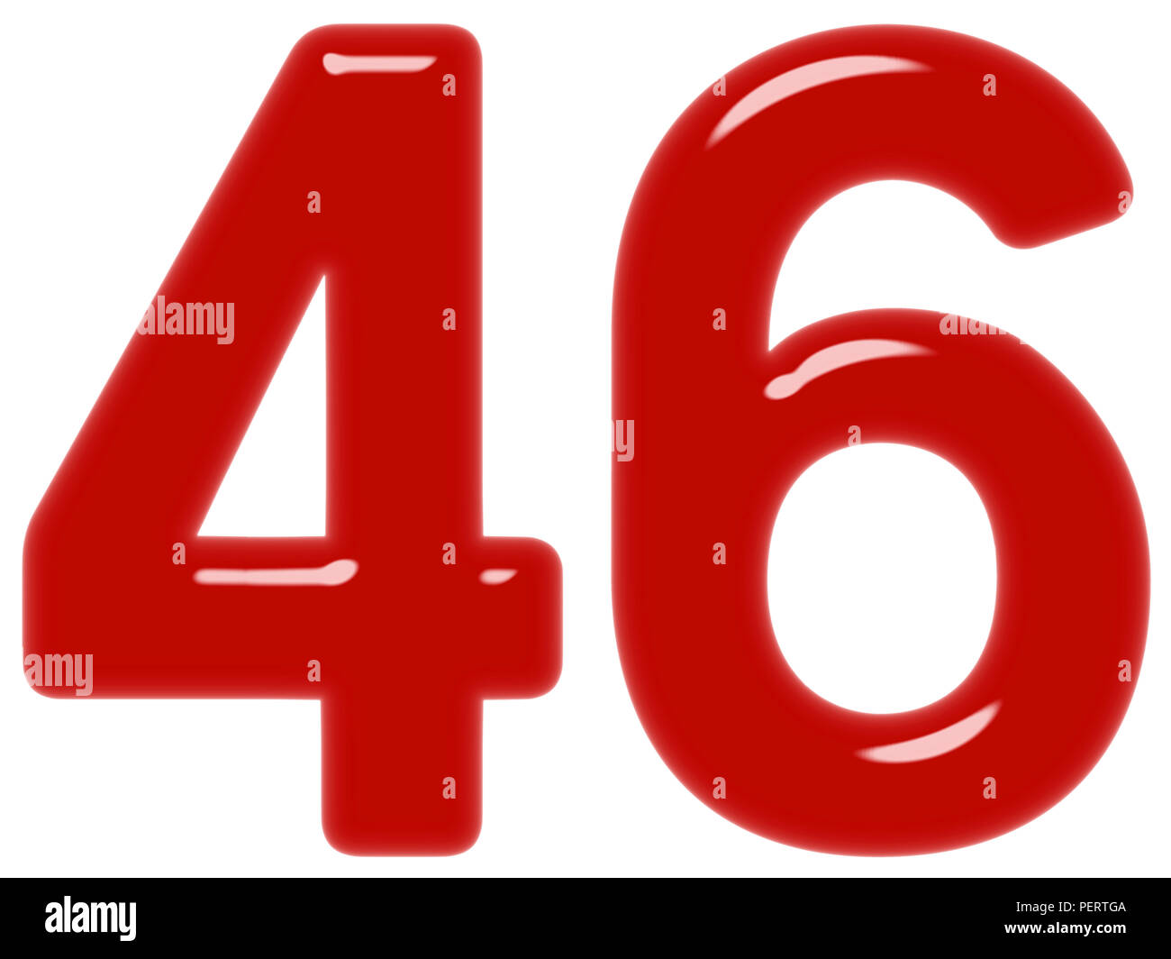 Numeral 46, forty six, isolated on white background, 3d render Stock ...