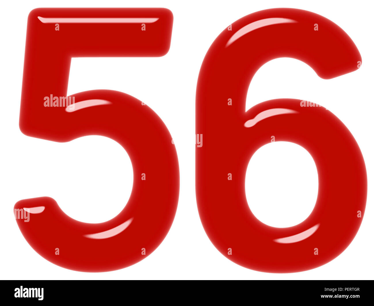 Numeral 56, fifty six, isolated on white background, 3d render Stock ...