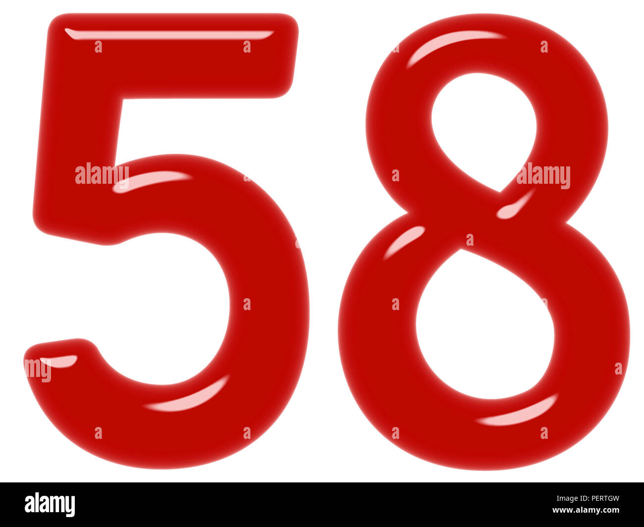 Numeral 58, fifty eight, isolated on white background, 3d render Stock ...
