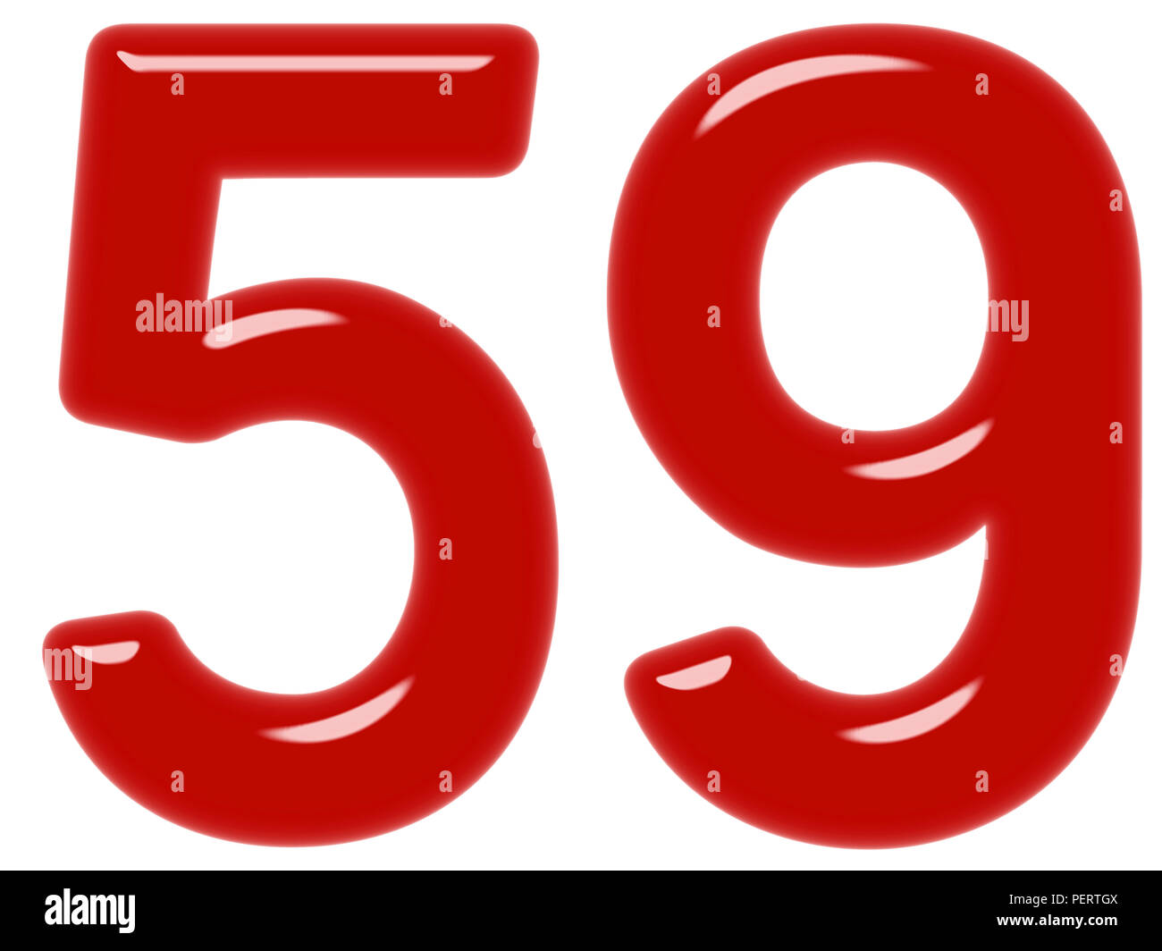 Numeral 59, fifty nine, isolated on white background, 3d render Stock ...