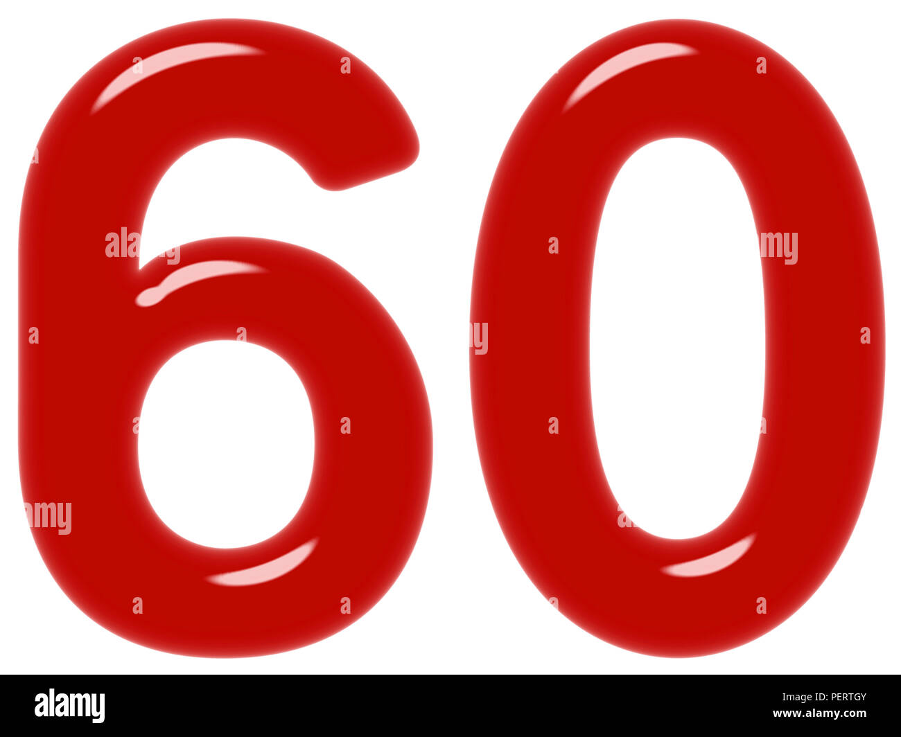 Numeral 60, sixty, sixty, isolated on white background, 3d render Stock ...