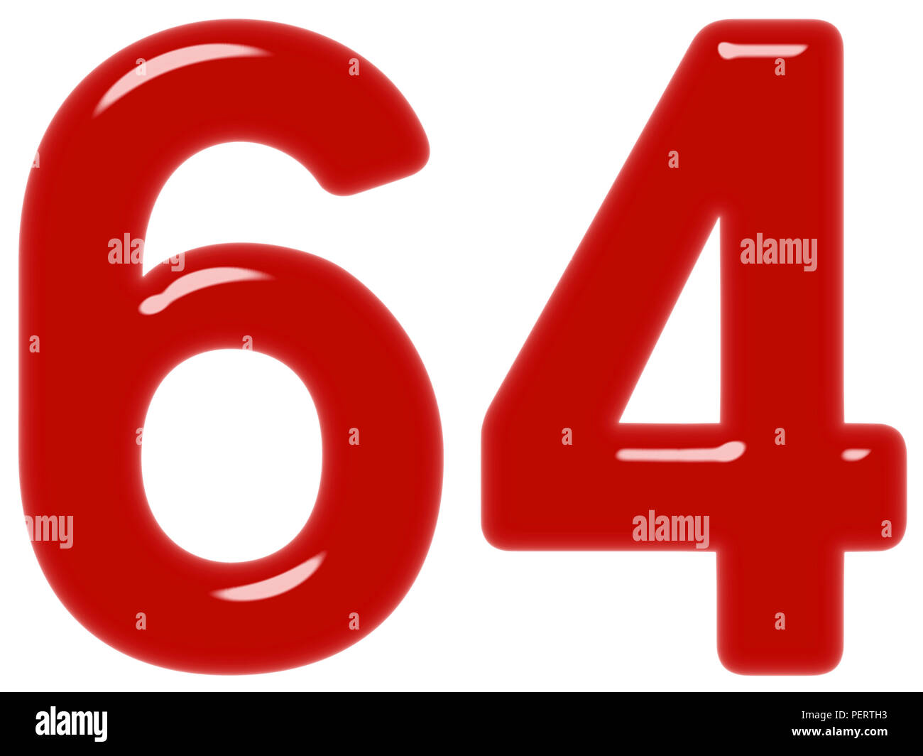 Numeral 64, sixty four, isolated on white background, 3d render Stock ...