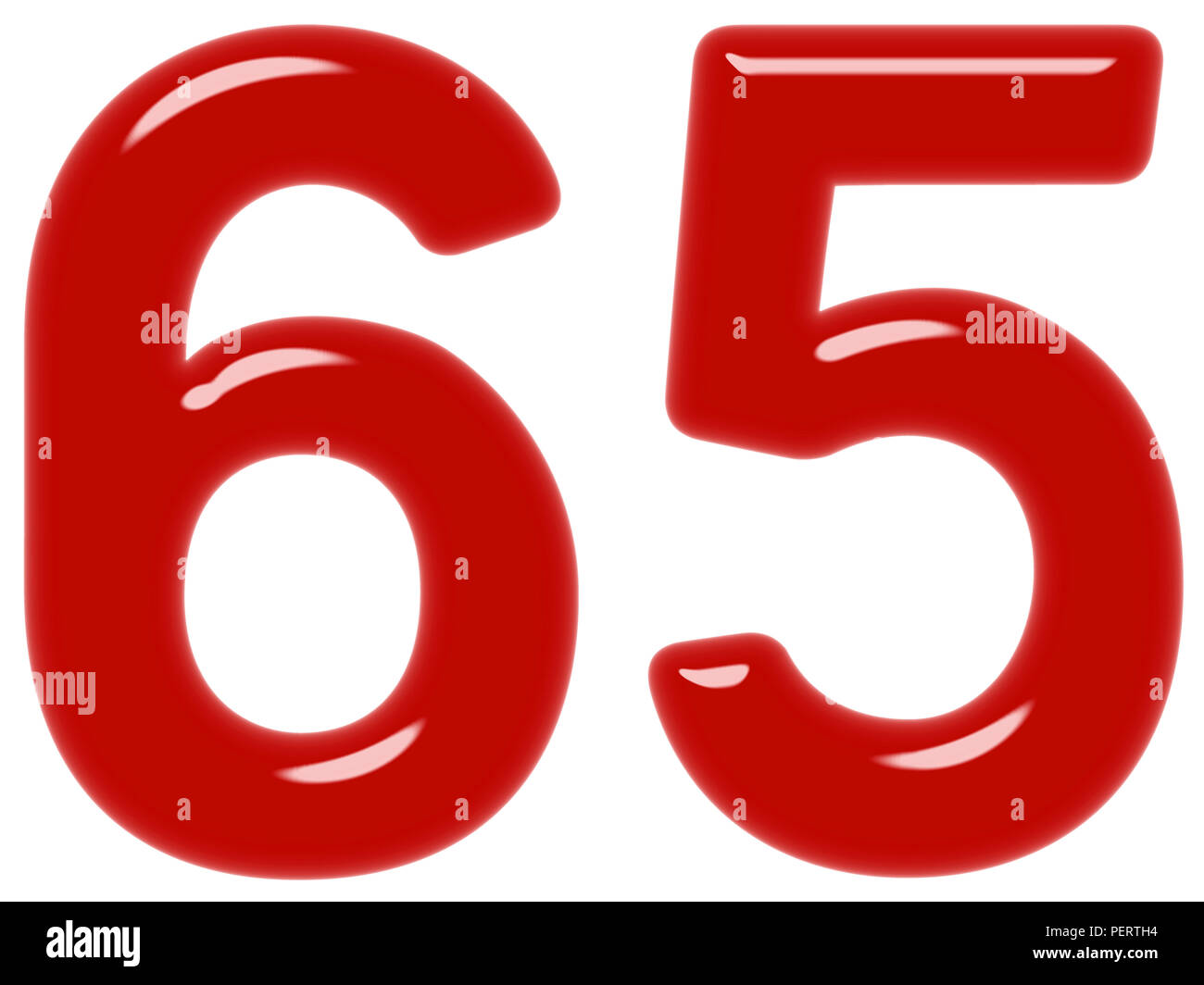 Numeral 65, sixty five, isolated on white background, 3d render Stock ...
