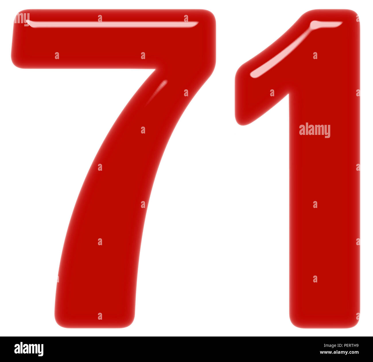 Numeral 71, seventy one, isolated on white background, 3d render Stock ...
