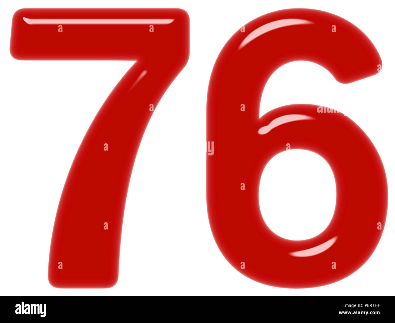 Numeral 76, seventy six,, isolated on white background, 3d render Stock ...