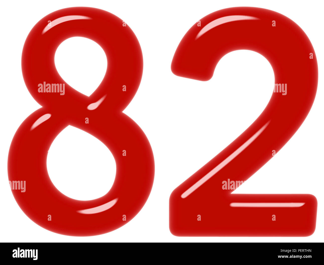 Numeral 82, eighty two, isolated on white background, 3d render Stock Photo - Alamy