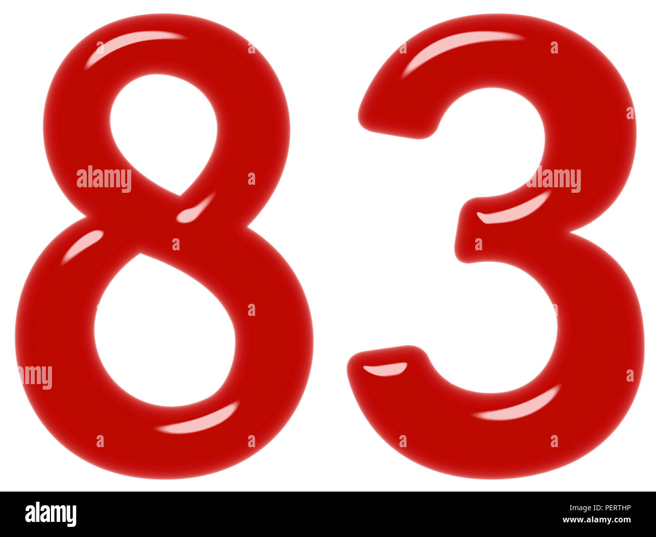 Numeral 83, eighty three, isolated on white background, 3d render Stock ...