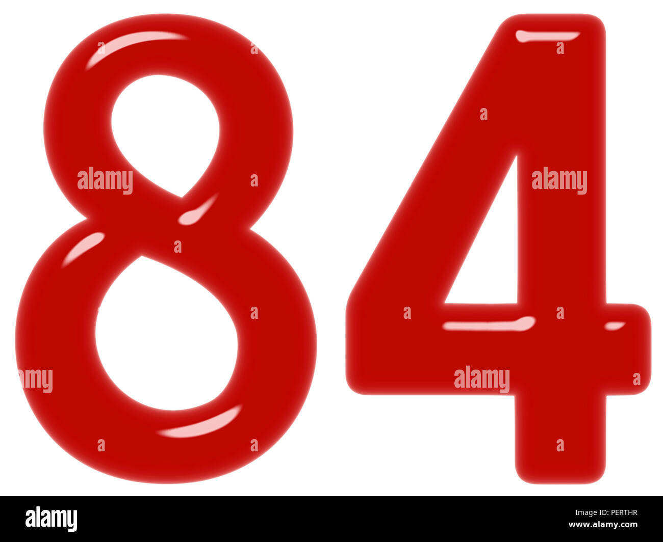 Numeral 84, eighty four, isolated on white background, 3d render Stock ...