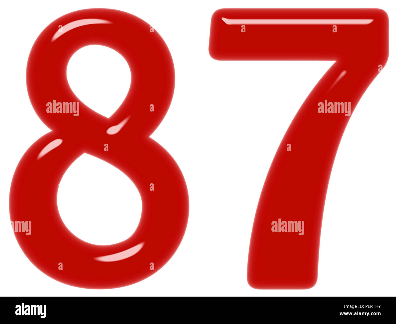 Numeral 87, eighty seven, isolated on white background, 3d render Stock ...