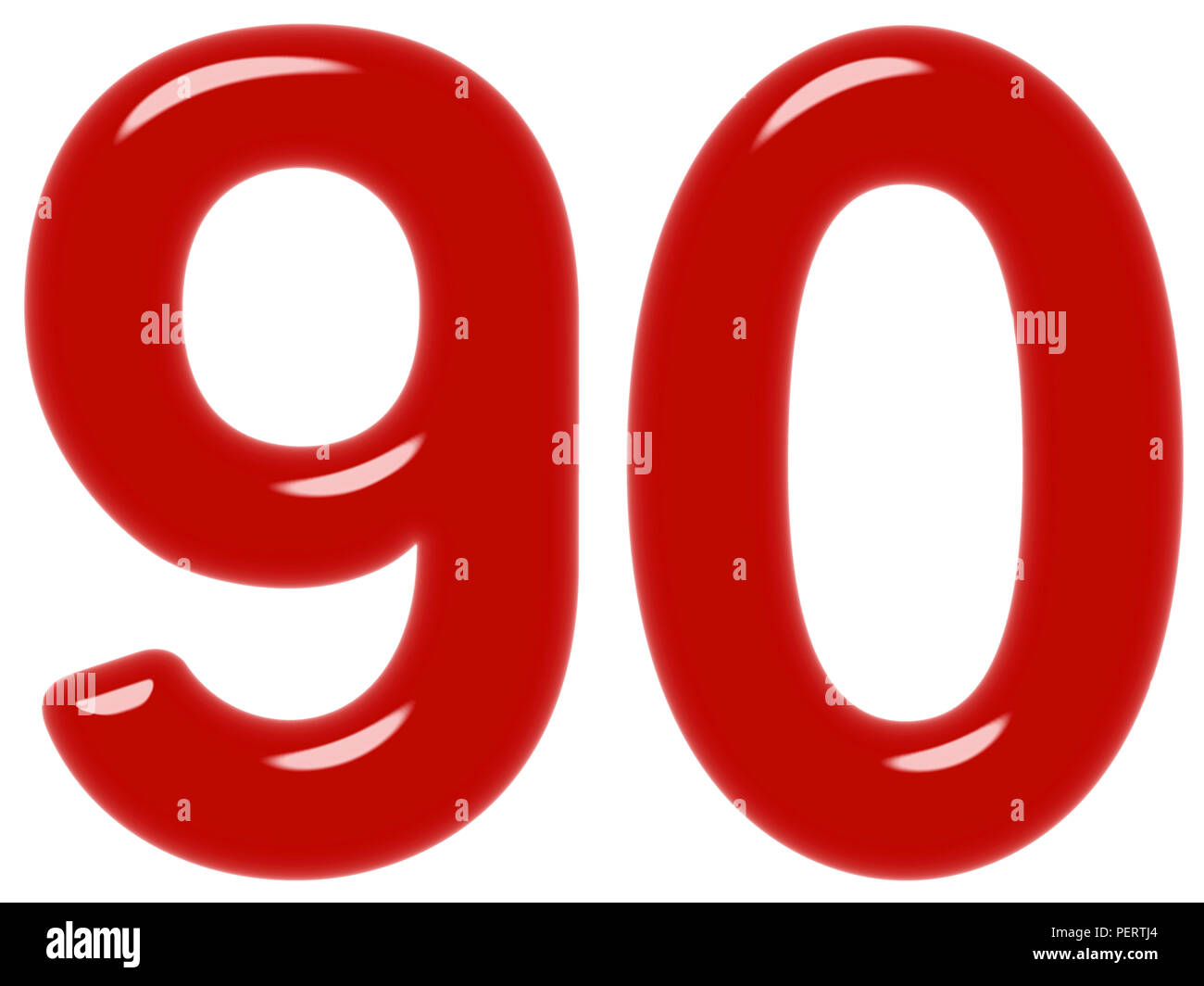 Numeral 90, ninety, isolated on white background, 3d render Stock Photo ...