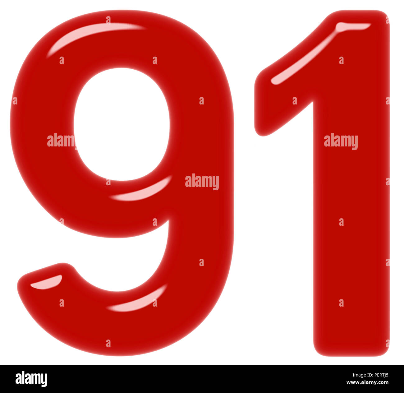 Numeral 91, ninety one, isolated on white background, 3d render Stock Photo - Alamy