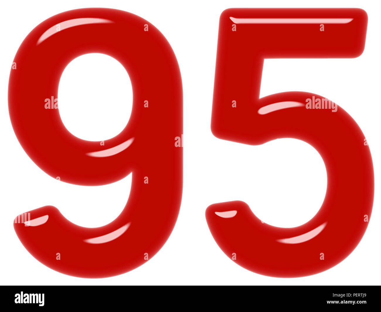 Numeral 95, ninety five, isolated on white background, 3d render Stock ...