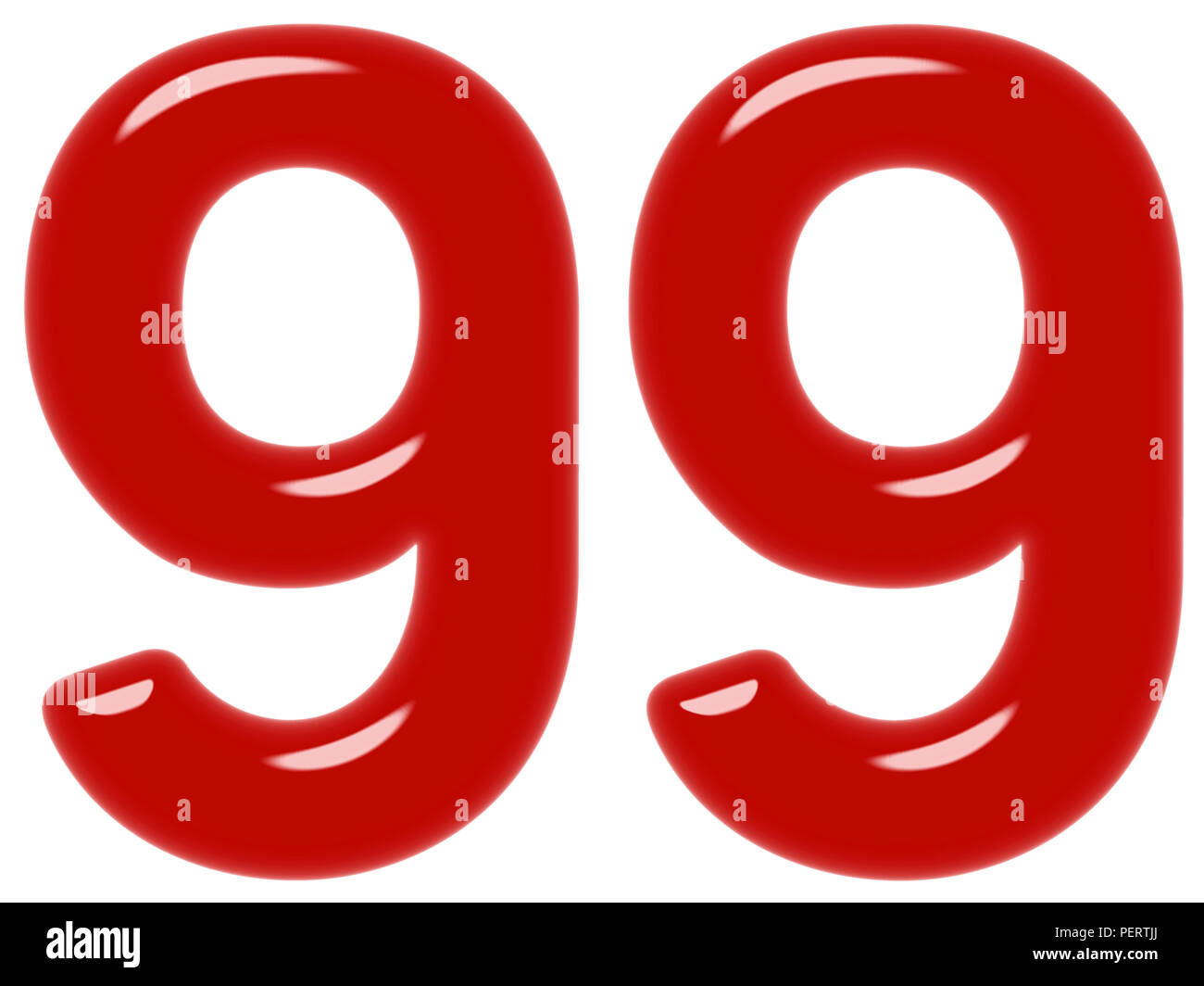 Numeral 99, ninety nine, isolated on white background, 3d render Stock Photo - Alamy