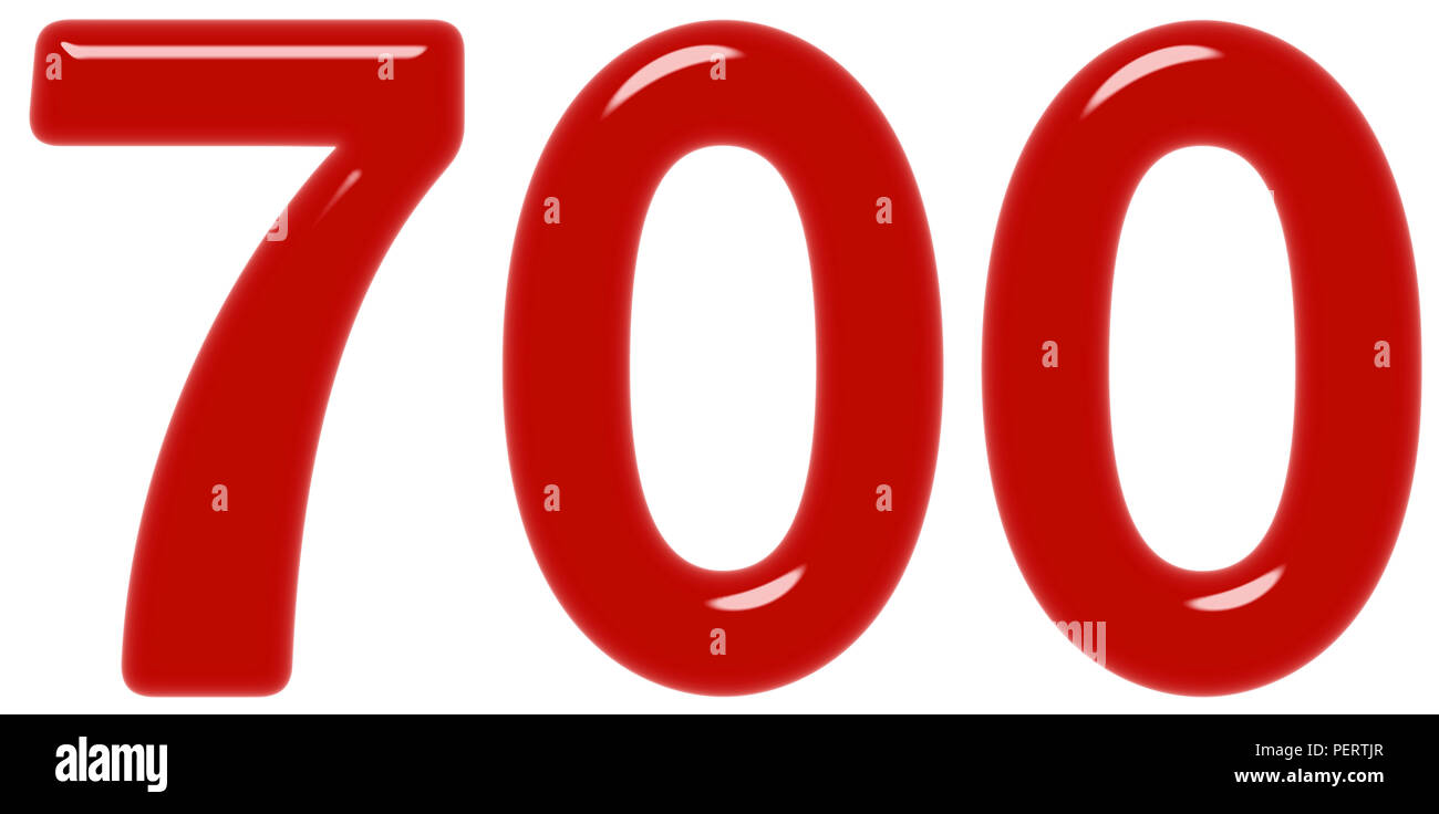 Numeral 700, seven hundred, isolated on white background, 3d render ...