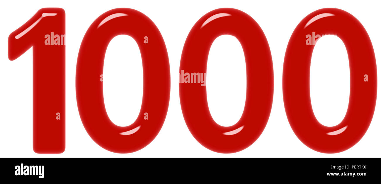 Numeral 1000, one thousand, isolated on white background, 3d render ...