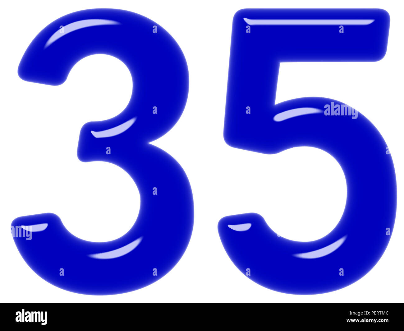 Numeral 35, thirty five, isolated on white background, 3d render Stock ...