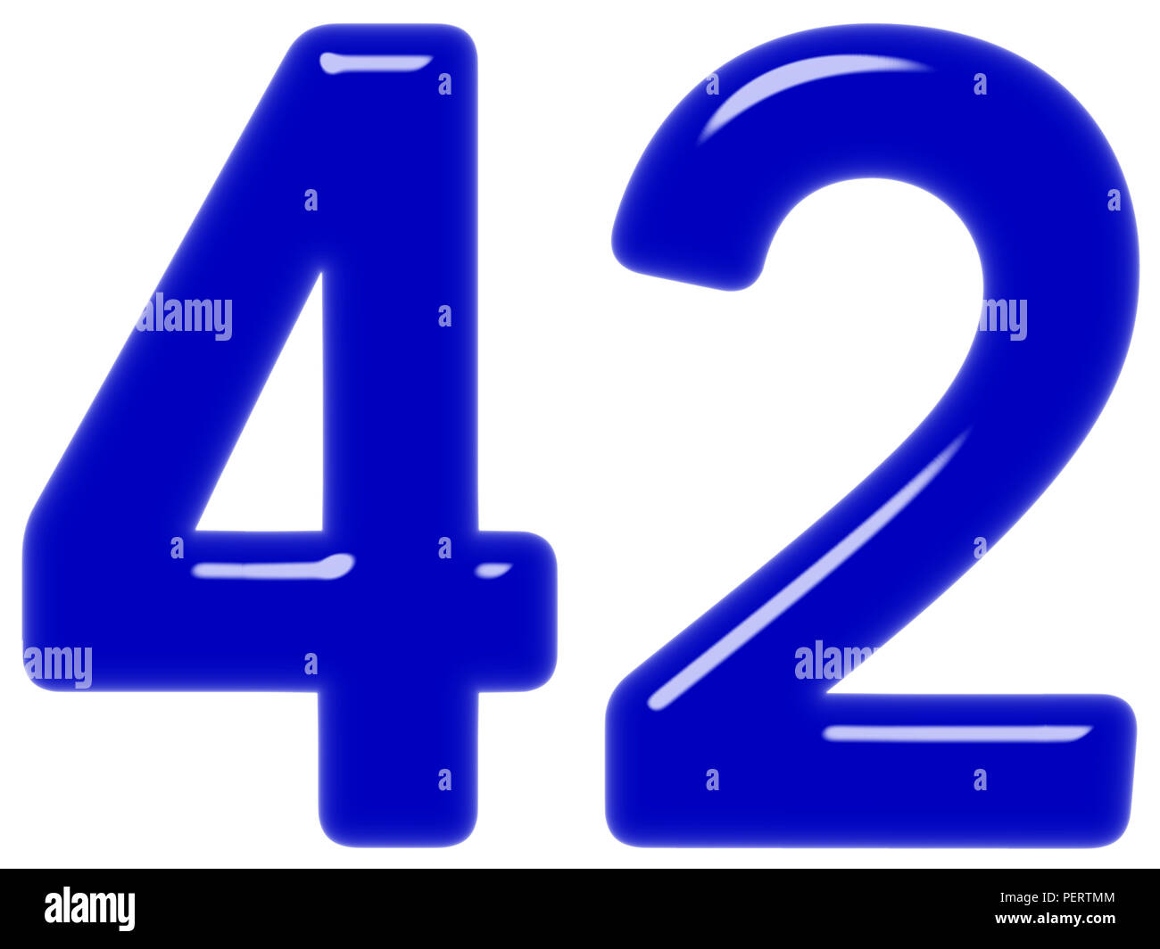 Numeral 42, forty two, isolated on white background, 3d render Stock ...