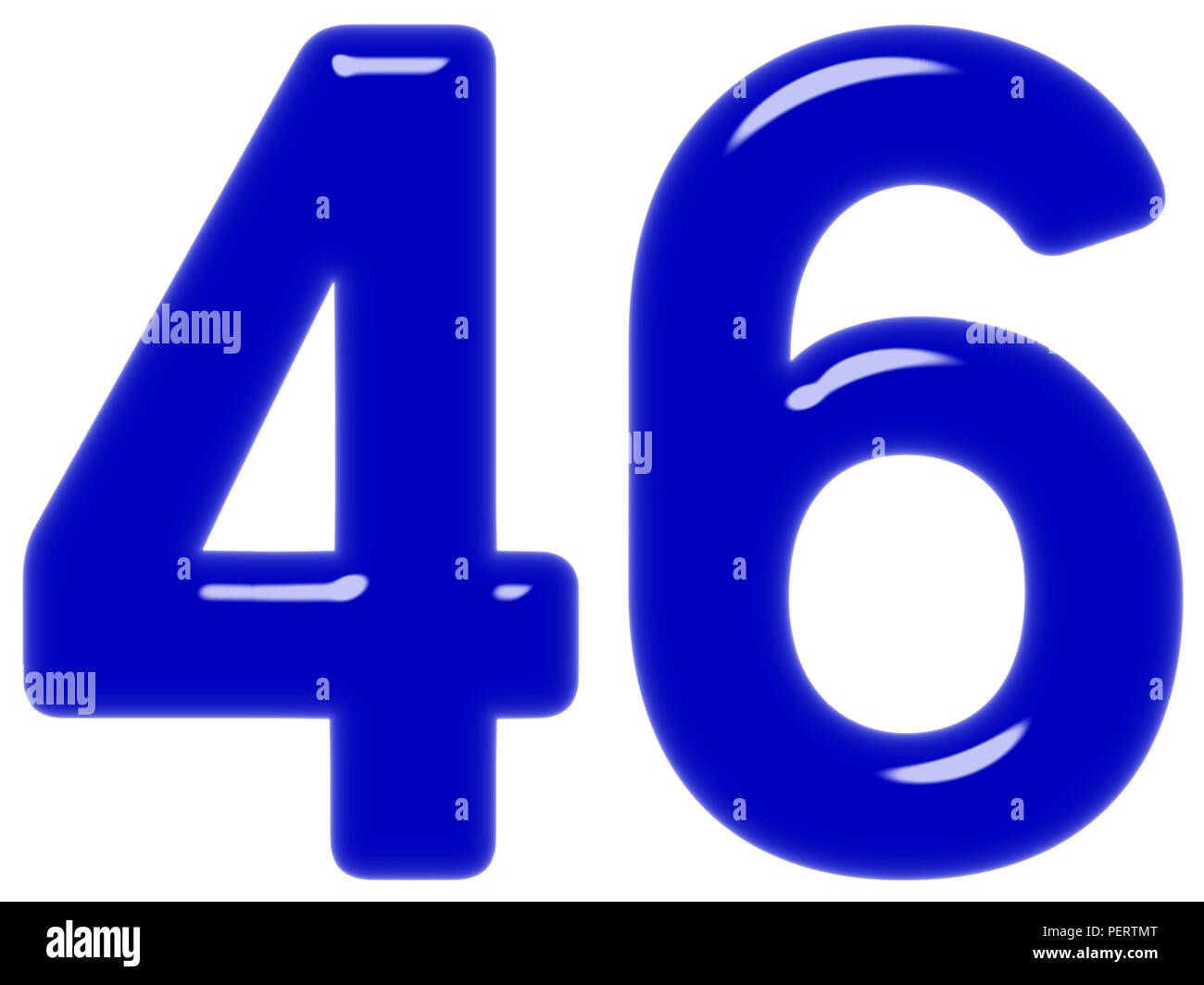 Numeral 46, forty six, isolated on white background, 3d render Stock ...