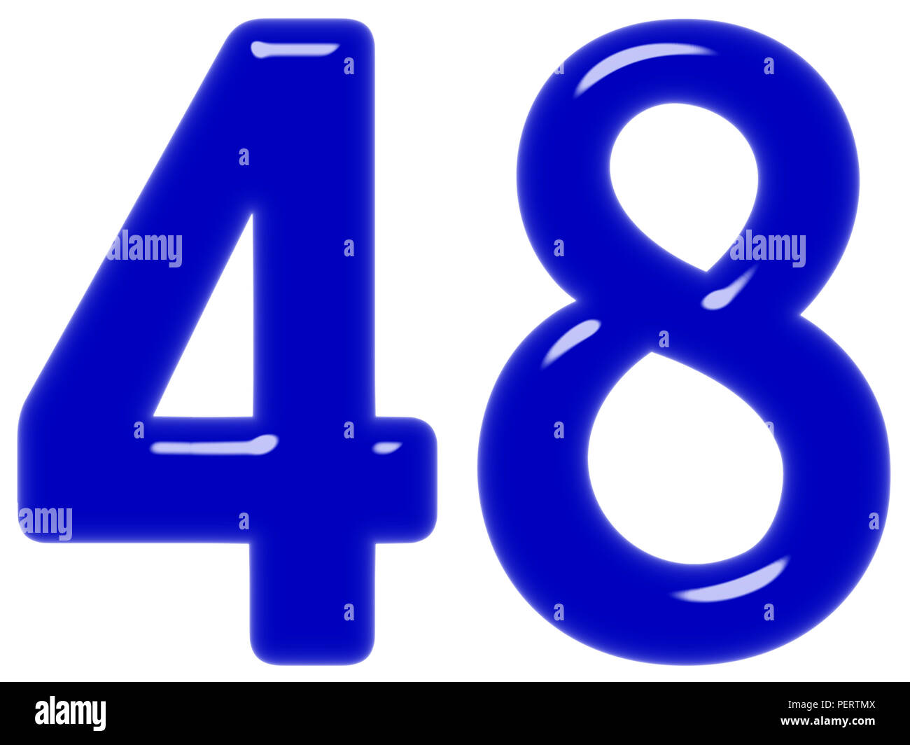 Numeral 48, forty eight, isolated on white background, 3d render Stock ...