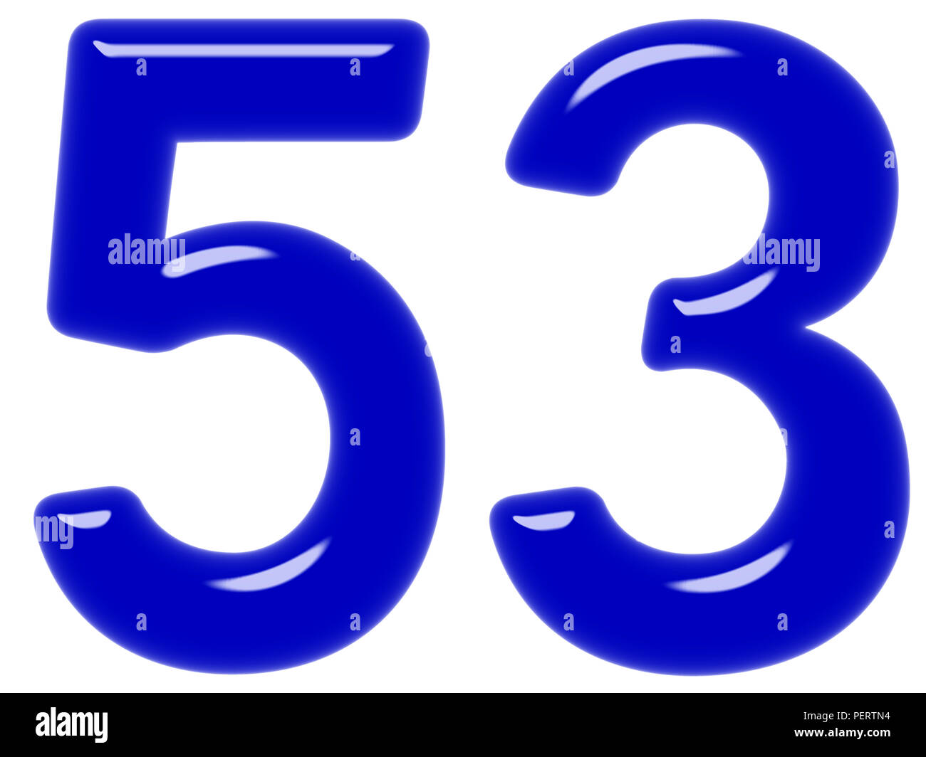 Numeral 53, fifty three, isolated on white background, 3d render Stock ...