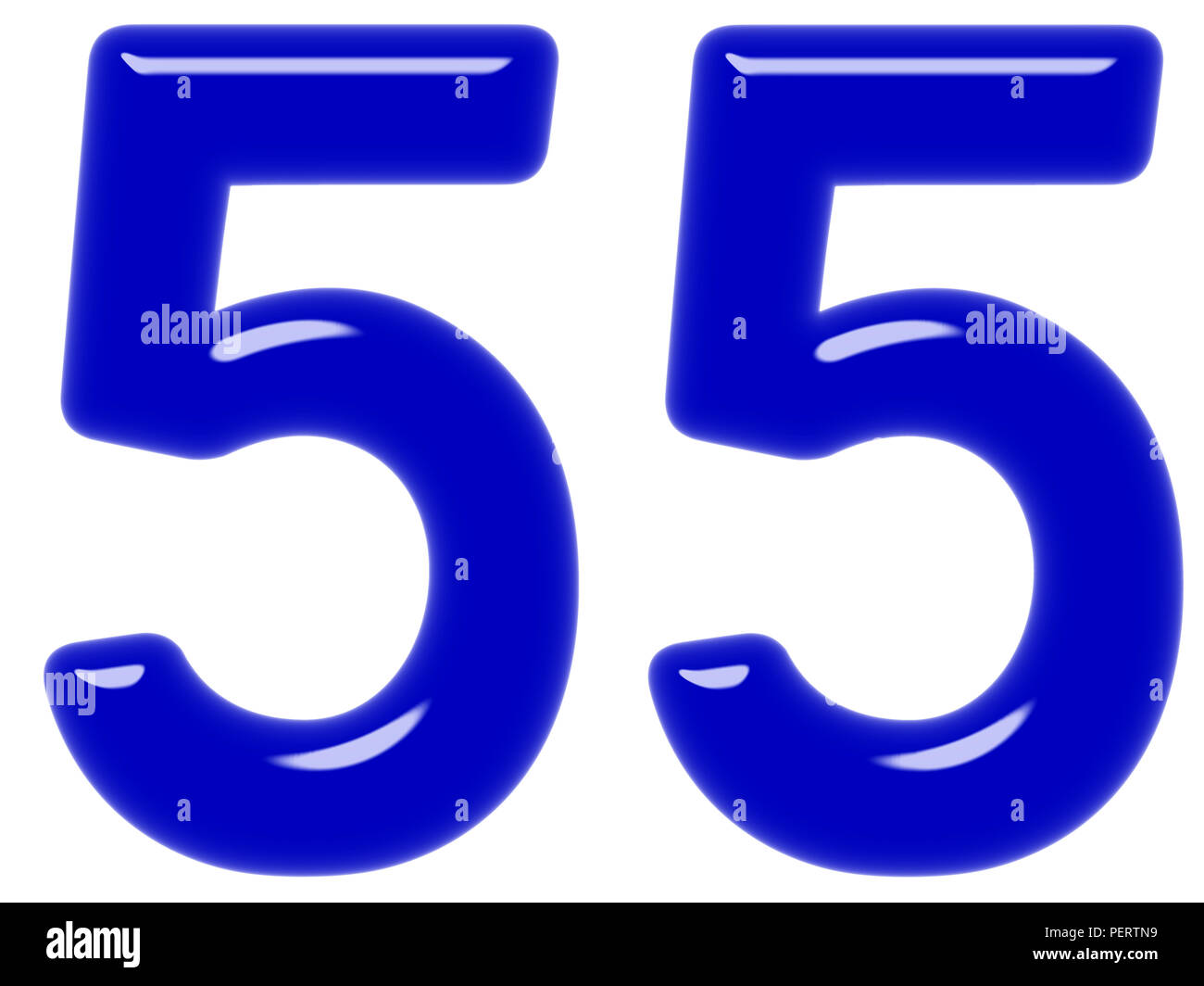 Numeral 55, fifty five, isolated on white background, 3d render Stock ...