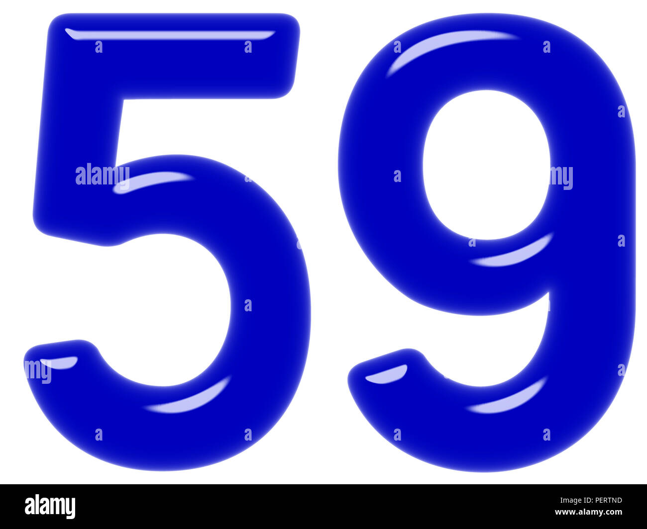 Numeral 59, fifty nine, isolated on white background, 3d render Stock ...
