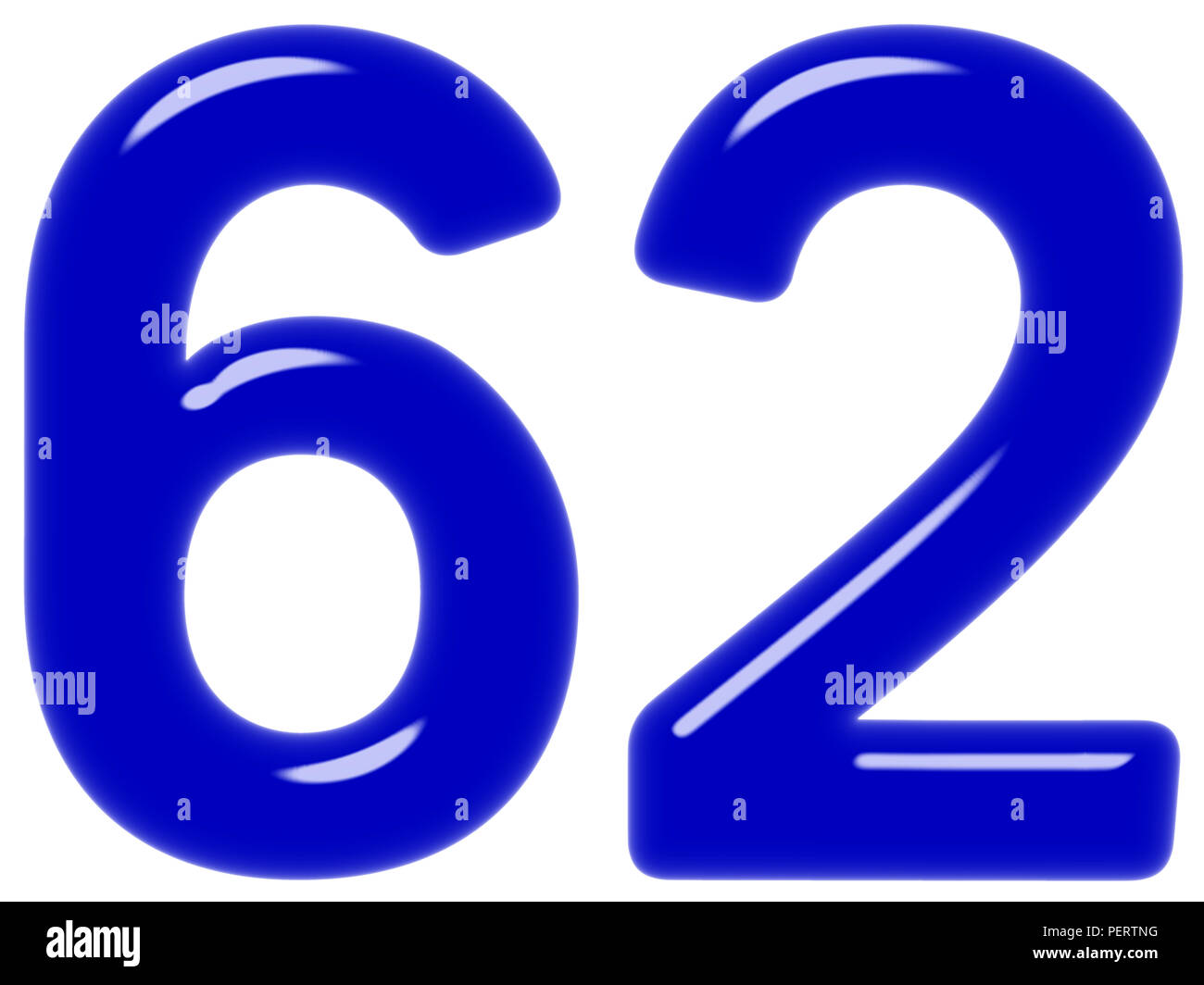Numeral 62, sixty two, isolated on white background, 3d render Stock ...