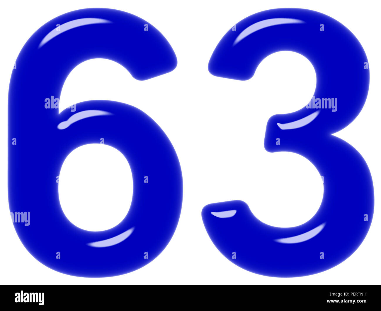 Numeral 63, sixty three, isolated on white background, 3d render Stock ...