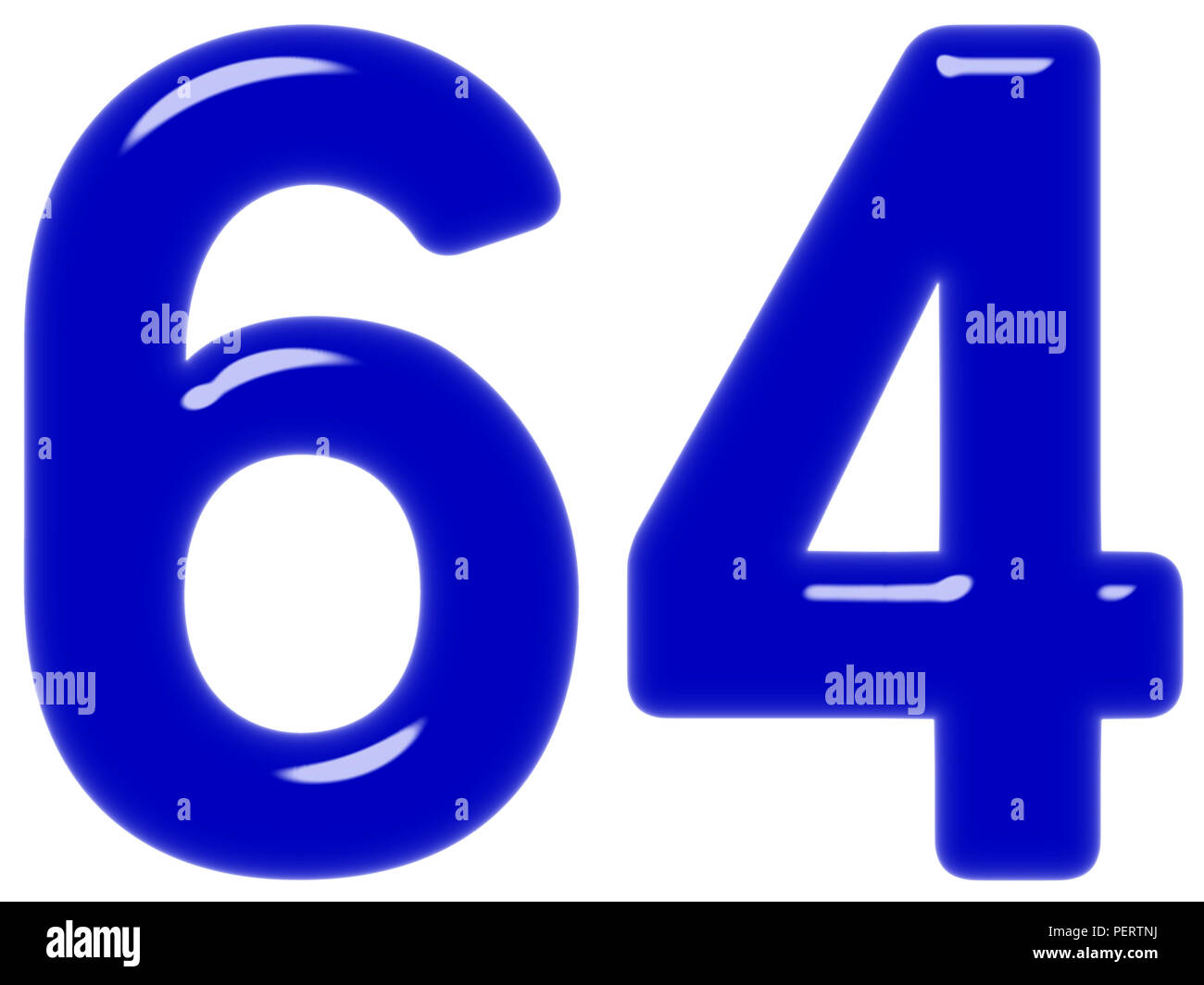 Numeral 64, sixty four, isolated on white background, 3d render Stock ...