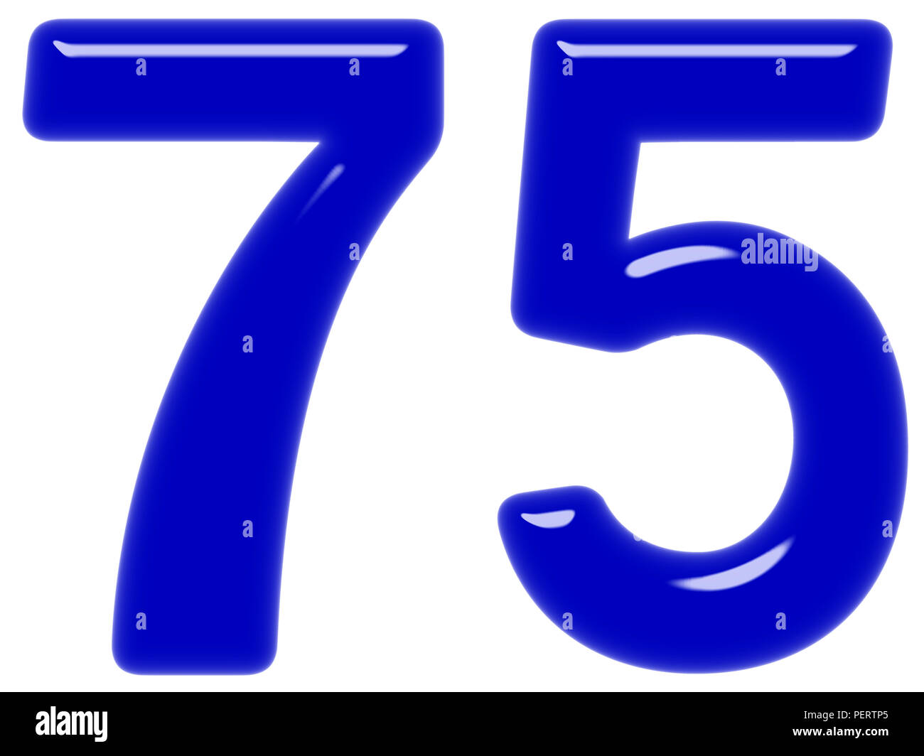 Numeral 75, seventy five,, isolated on white background, 3d render ...