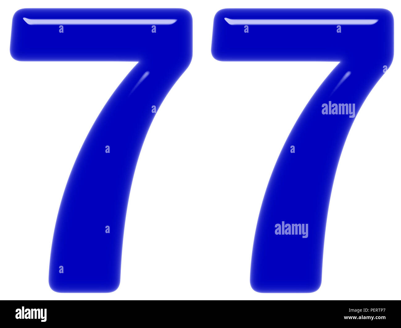 Numeral 77, seventy seven, isolated on white background, 3d render ...