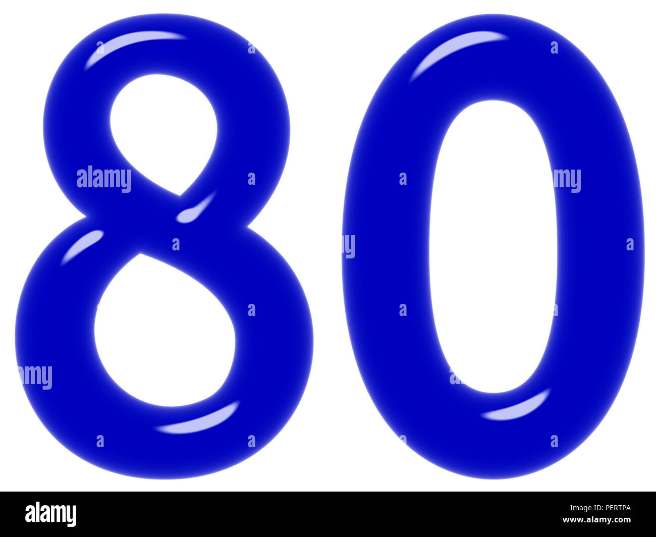 Numeral 80, eighty, isolated on white background, 3d render Stock Photo ...