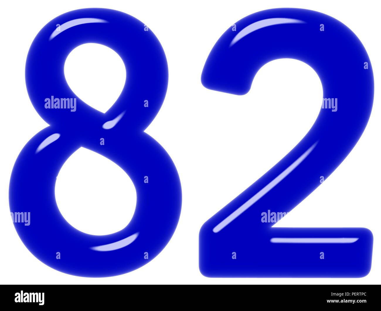 Numeral 82, eighty two, isolated on white background, 3d render Stock ...