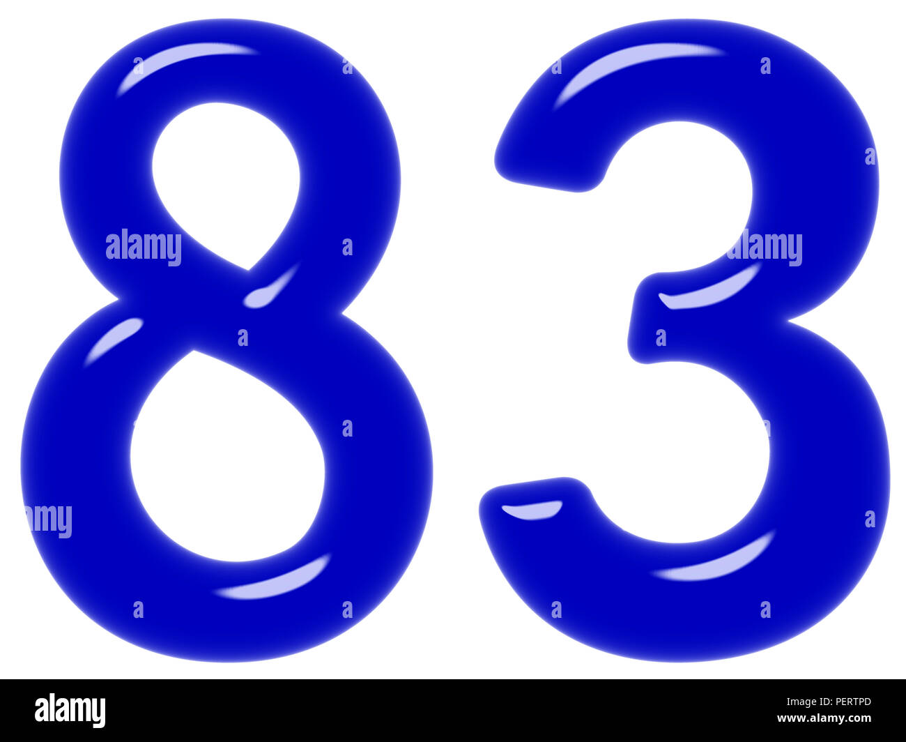 Numeral 83, eighty three, isolated on white background, 3d render Stock ...