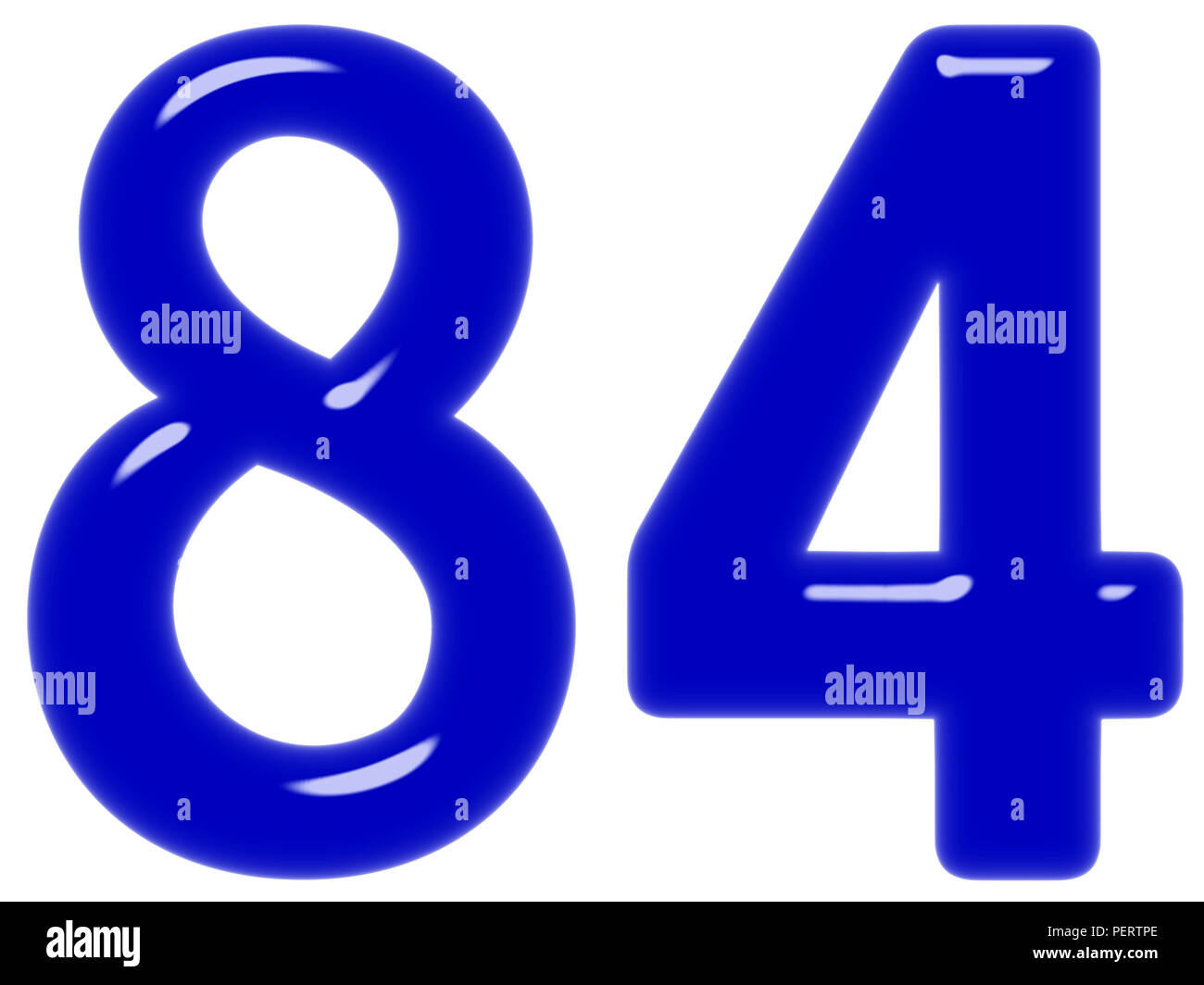 Numeral 84, eighty four, isolated on white background, 3d render Stock ...