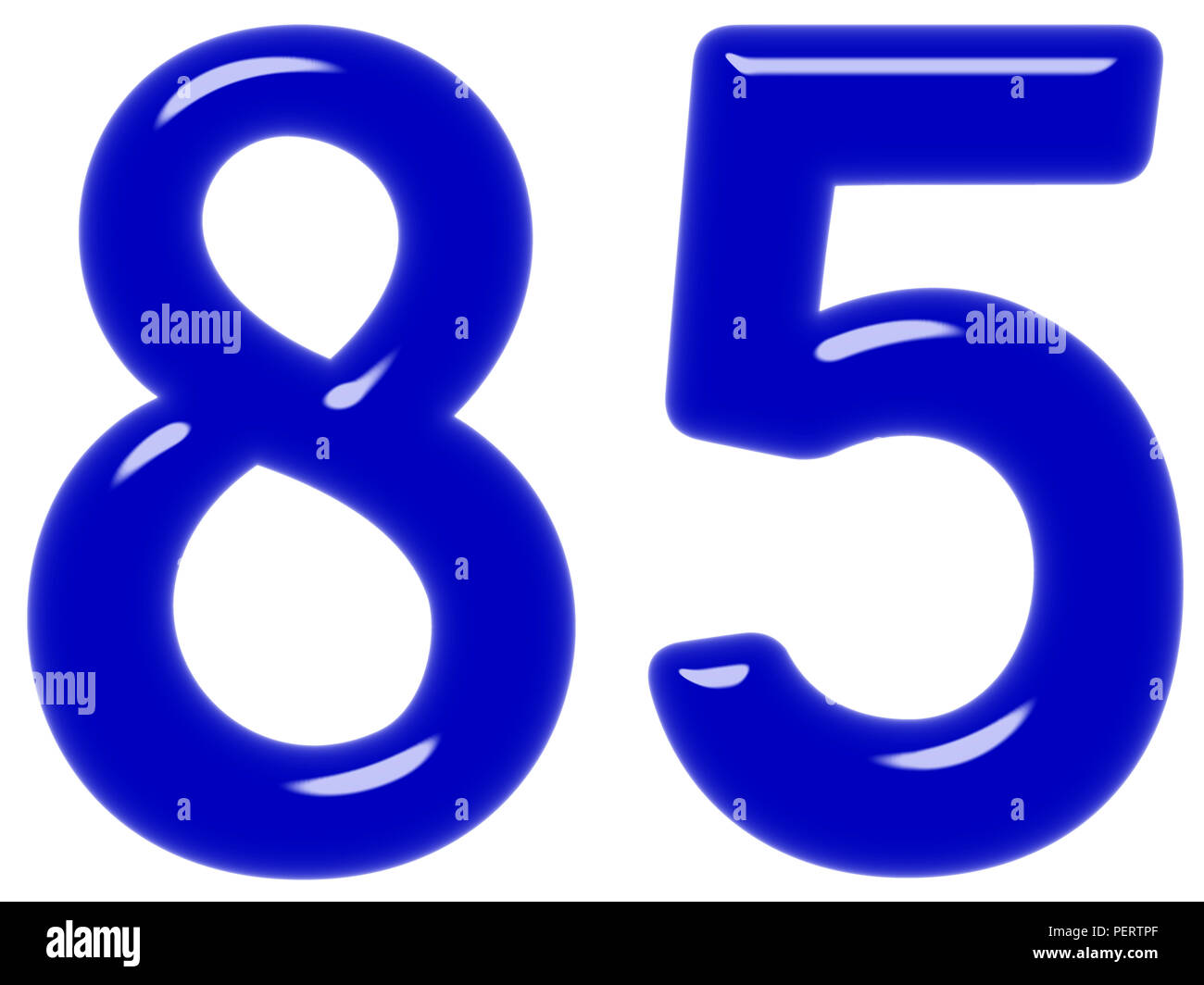 Numeral 85, eighty five, isolated on white background, 3d render Stock ...