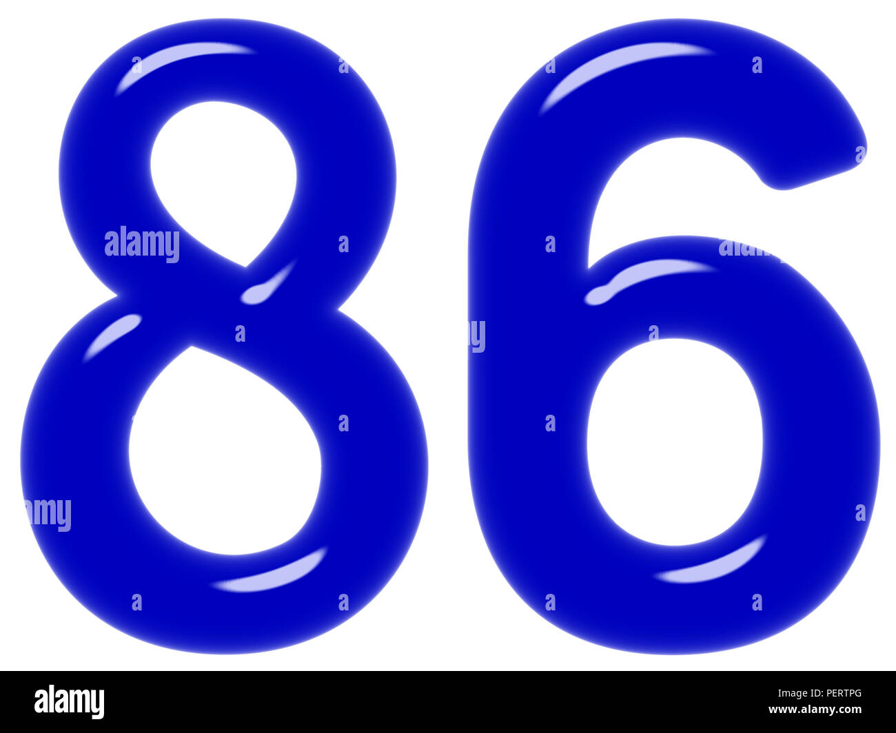 Numeral 86, eighty six, isolated on white background, 3d render Stock ...