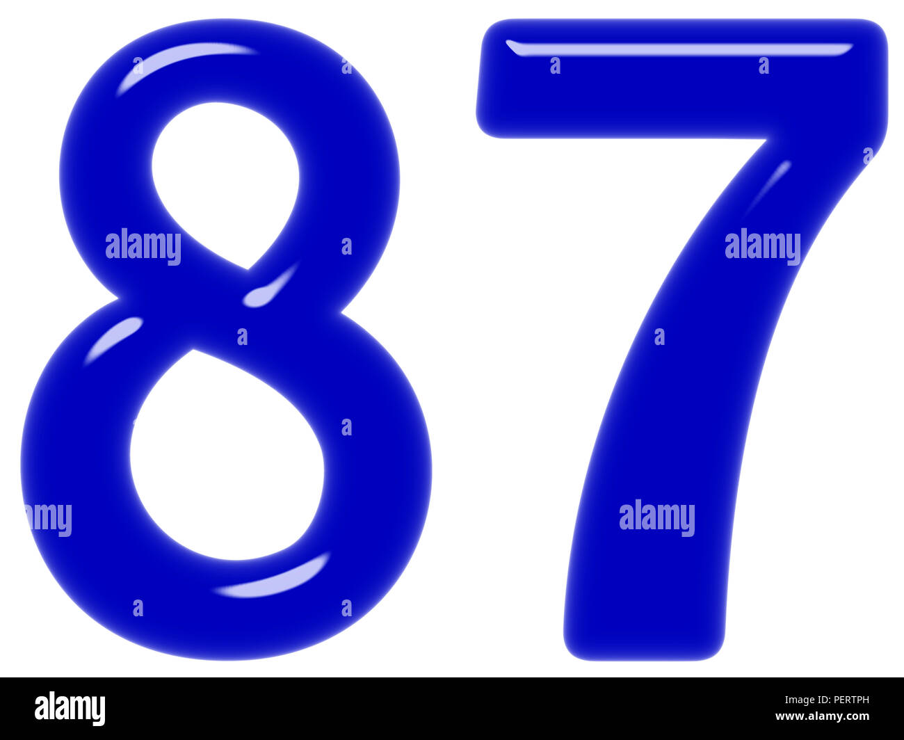 Numeral 87, eighty seven, isolated on white background, 3d render Stock ...