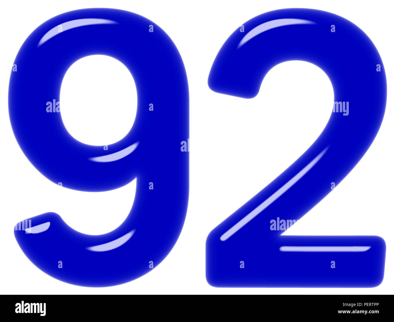 Numeral 92, ninety two, isolated on white background, 3d render Stock ...