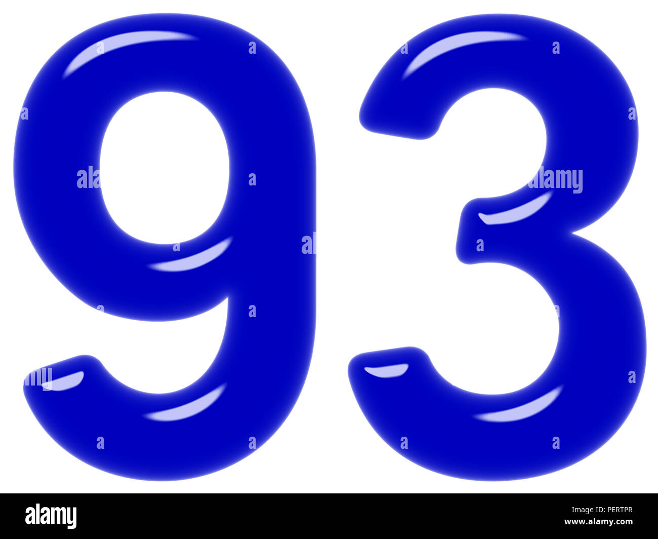 Numeral 93, ninety three, isolated on white background, 3d render Stock ...