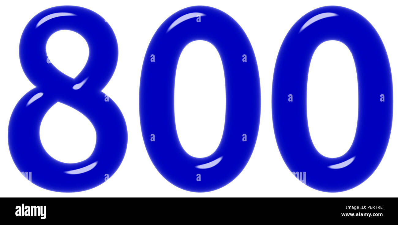 Numeral 800, eight hundred, isolated on white background, 3d render ...