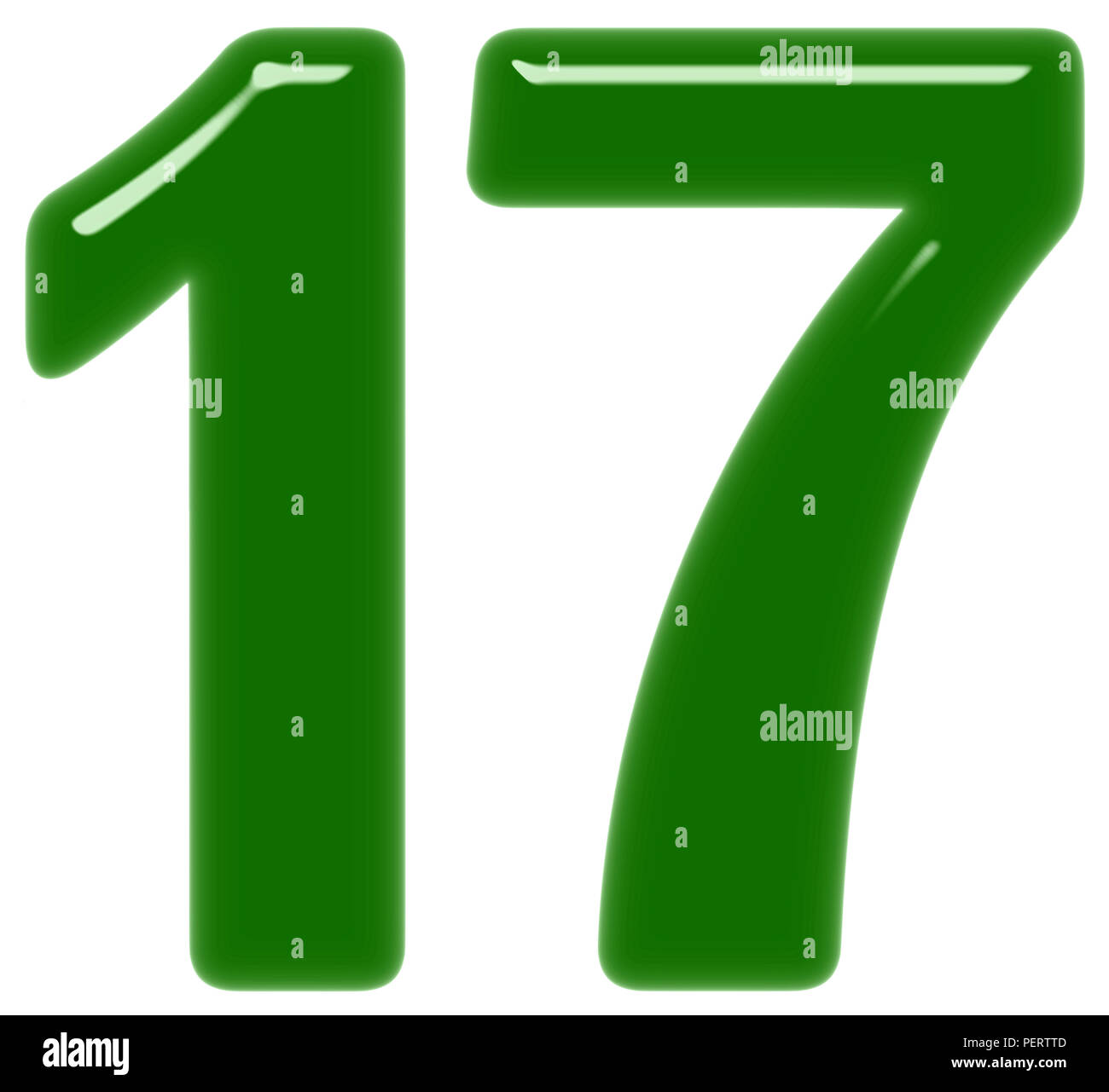 Numeral 17, seventeen, isolated on white background, 3d render Stock ...