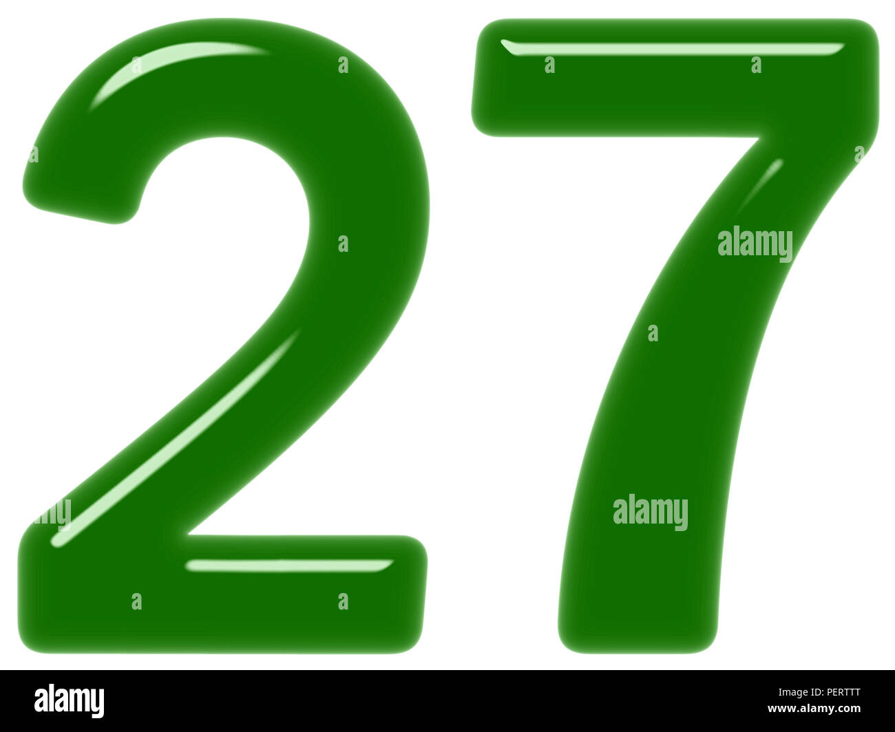 Numeral 27, twenty seven, isolated on white background, 3d render Stock ...