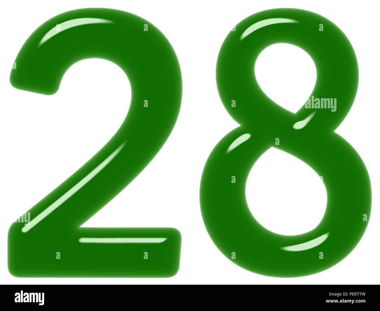 Numeral 28, twenty eighte, isolated on white background, 3d render ...