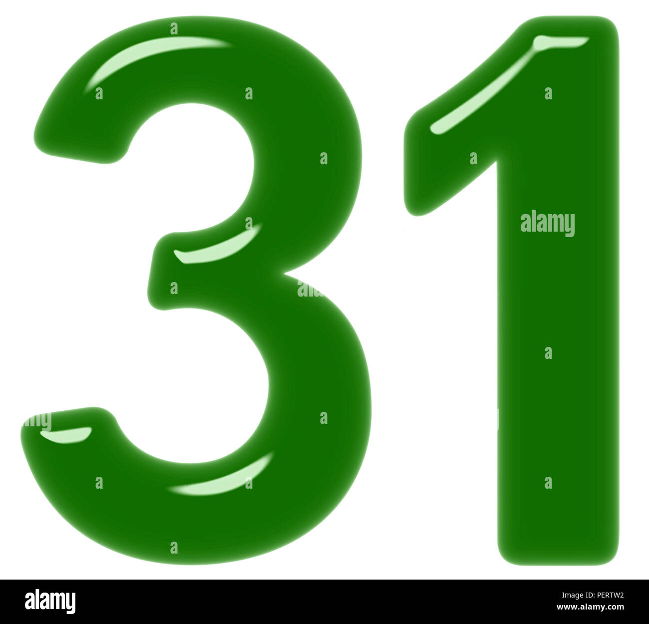 Numeral 31, thirty one, isolated on white background, 3d render Stock ...