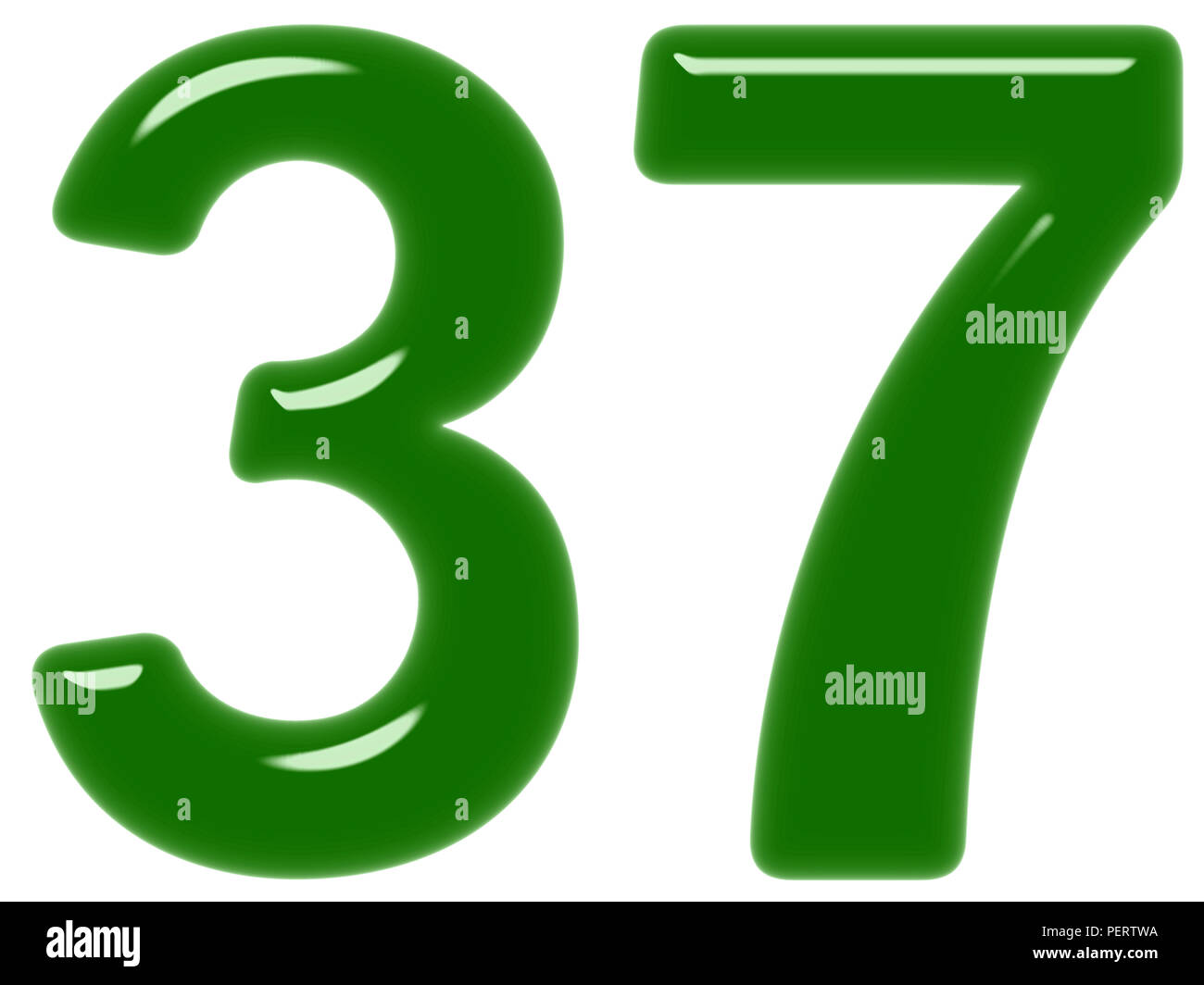 Numeral 37, thirty seven, isolated on white background, 3d render Stock ...
