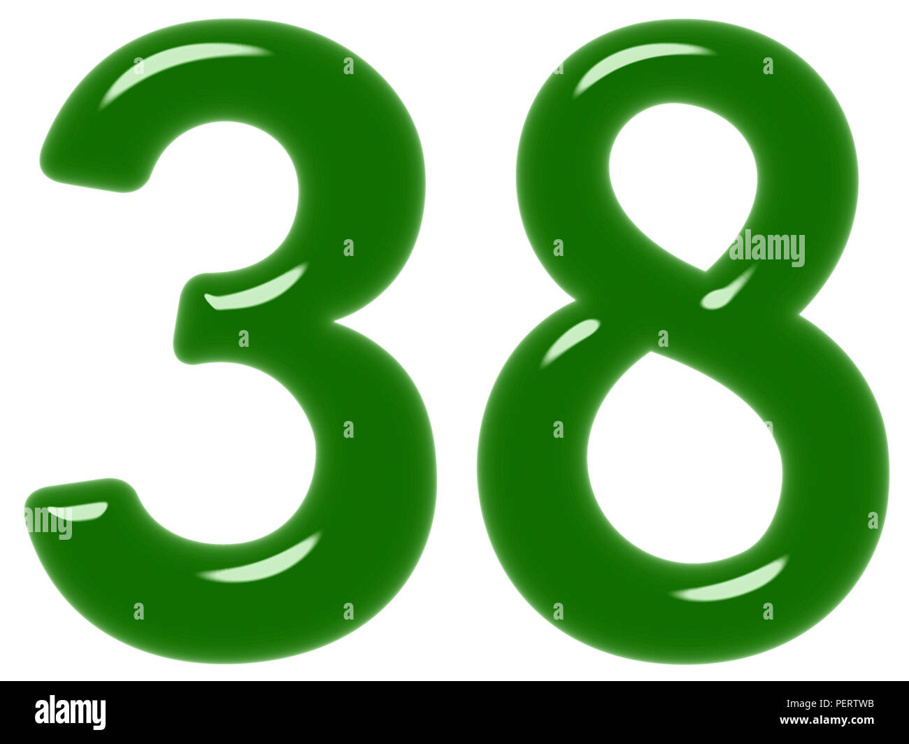 Numeral 38, thirty eight, isolated on white background, 3d render Stock ...