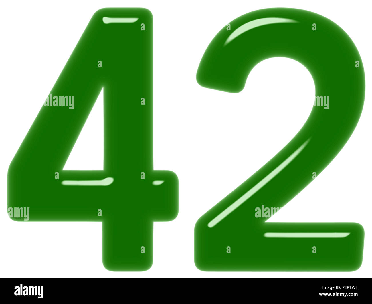 Numeral 42, forty two, isolated on white background, 3d render Stock ...