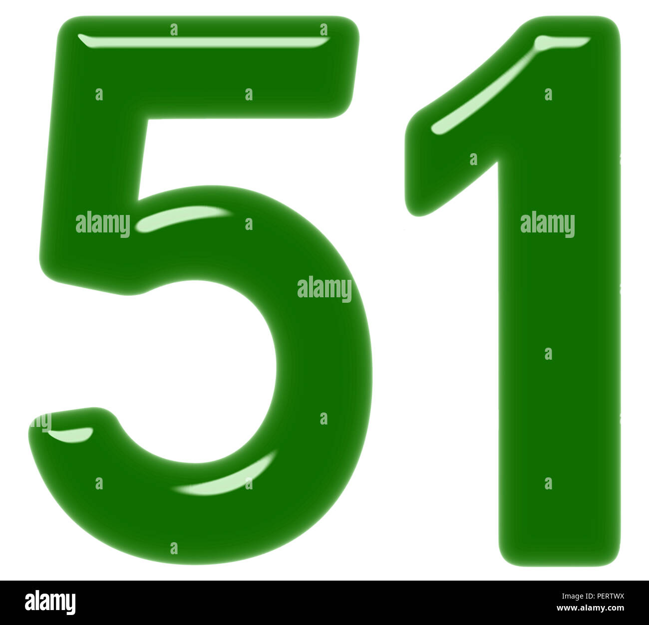 Numeral 51, fifty one, isolated on white background, 3d render Stock ...
