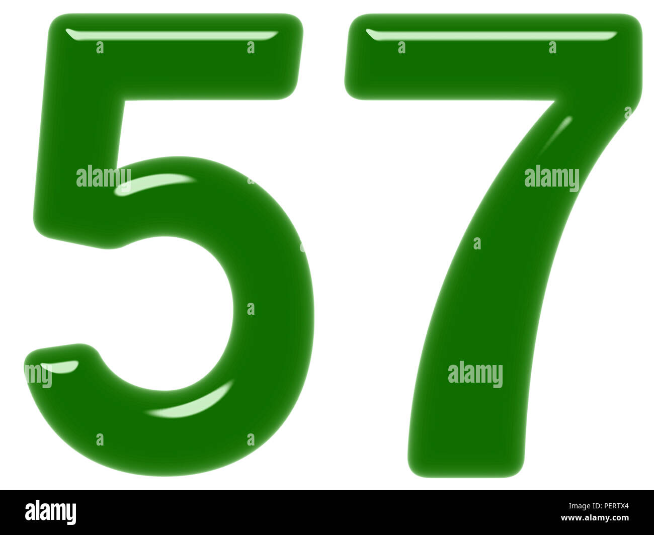 Numeral 57, fifty seven, isolated on white background, 3d render Stock ...